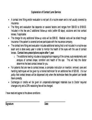 Fillable Online Explanation of Contact Lens Service - Eye to Eye ...