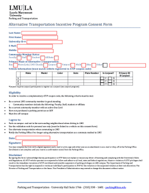 Fillable Online Alternative Transportation Incentive Program Consent ...