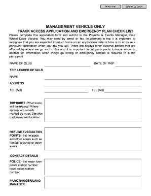 Fillable Online fwdvictoria org TRACK ACCESS APPLICATION AND EMERGENCY ...
