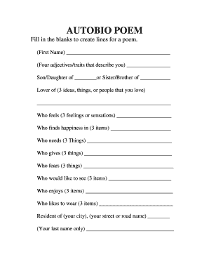 Fillable Online newpathways fpschools AUTOBIO POEM ...