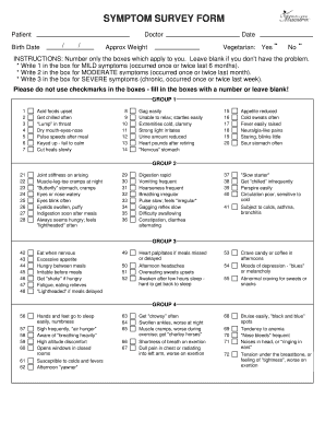 Fillable Online Symptom Survey Form Fax Email Print - pdfFiller