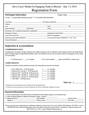 Fillable Online montreat 2014 Serve Local Registration Form - montreat ...