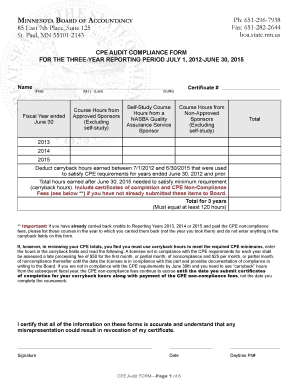 Fillable Online CPE Audit Form 2016 Fax Email Print - pdfFiller