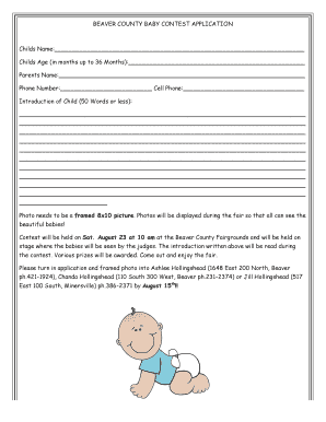 Fillable Online BEAVER COUNTY BABY CONTEST APPLICATION Fax Email Print ...