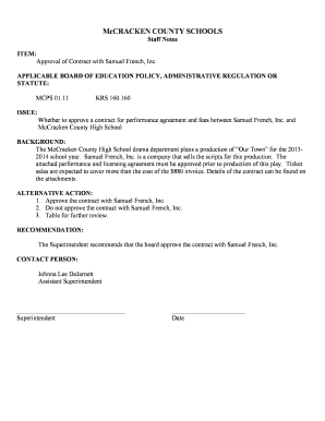 Fillable Online Staff Note-Samuel French Contract-August 2013 Fax Email ...
