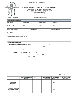 Fillable Online Emp Application-IRHAxls Fax Email Print - pdfFiller