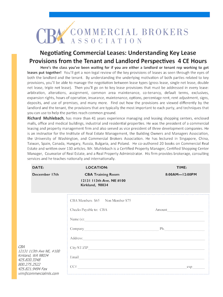 Fillable Online Negotiating Commercial Leases: Understanding Key Lease ...