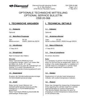 Fillable Online OPTIONAL SERVICE BULLETIN Fax Email Print - pdfFiller