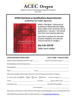 Fillable Online acecoregon APWA Red Book order form - ACEC Oregon Fax ...