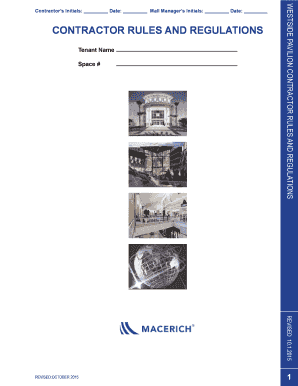 Fillable Online WESTSIDE PAVILION CONTRACTOR RULES AND REGULATIONS Fax ...
