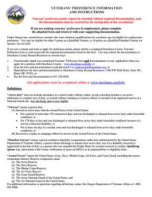 Fillable Online VETERANS PREFERENCE INFORMATION Fax Email Print - pdfFiller