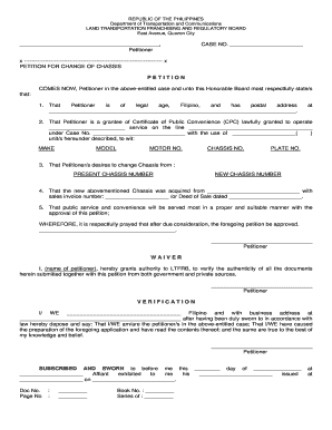 Fillable Online PETITION FOR CHANGE OF CHASSIS Fax Email Print - pdfFiller