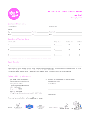 Fillable Online littlewarriors Donation Commitment Form Love Ball ...