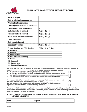 Fillable Online FINAL SITE INSPECTION REQUEST FORM Fax Email Print ...