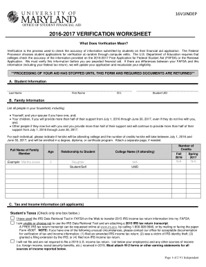 Fillable Online financialaid umd V1 Independent Standard Form - The ...