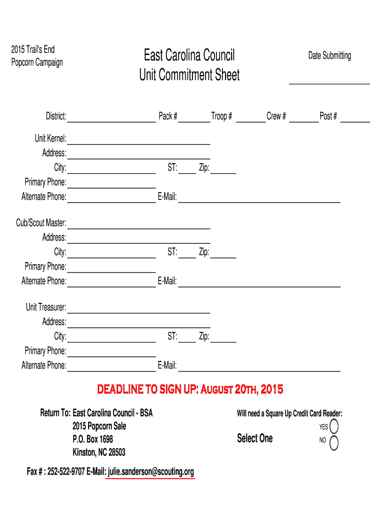 Fillable Online eccbsa Popcorn Commitment form 2015ashx Fax Email Print - pdfFiller