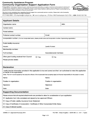 Fillable Online Community Assistance Program Community Organisation Fax ...