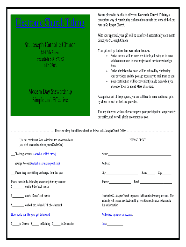 Fillable Online Electronic Church Tithing a Electronic Church Tithing ...