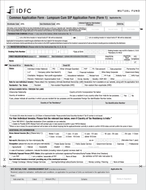 Fillable Online Common Application Form - Lumpsum Cum SIP - PARASRAM Fax Email Print - pdfFiller