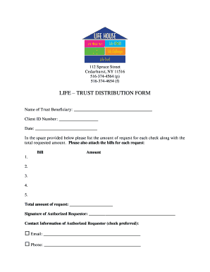 Fillable Online lifetrusts LIFE TRUST DISTRIBUTION FORM - LIFE Inc Pooled - lifetrusts Fax Email ...