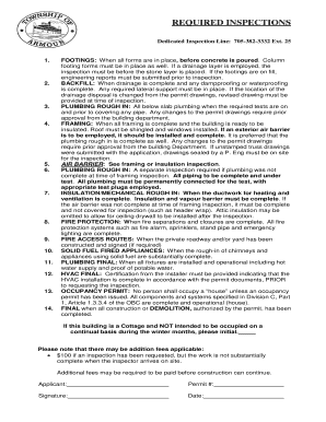 Fillable Online Listing of Required Building Permit Inspections Fax ...
