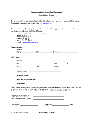 Fillable Online Airport request form - fill-in-the-blankpdf Fax Email ...