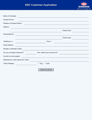 Fillable Online EDC Customer Application - engencoza Fax Email Print ...