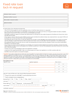 Fillable Online Fixed rate loan lock-in request - ING Direct Australia ...
