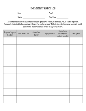 Fillable Online Employment Search Logdocx Fax Email Print - pdfFiller