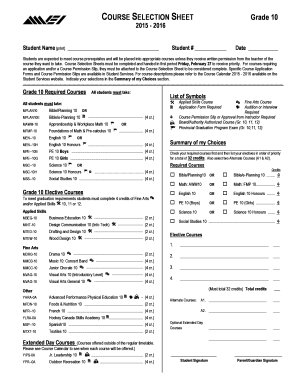 Fillable Online Grade 10 Course Selection Fax Email Print - pdfFiller