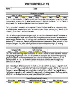 Fillable Online End of Reception Report July 2013 - lancsngflacuk Fax ...
