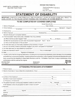 Fillable Online Disability Form 1pdf Fax Email Print - pdfFiller
