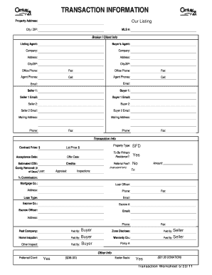 Fillable Online TRANSACTION INFORMATION - c21alliancecom Fax Email ...