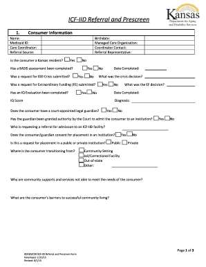 Fillable Online ICF-IID Referral and Prescreen - cddocwoodorg Fax Email ...