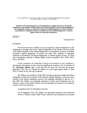 Fillable Online Rapporteur on the situation of human rights in the ...