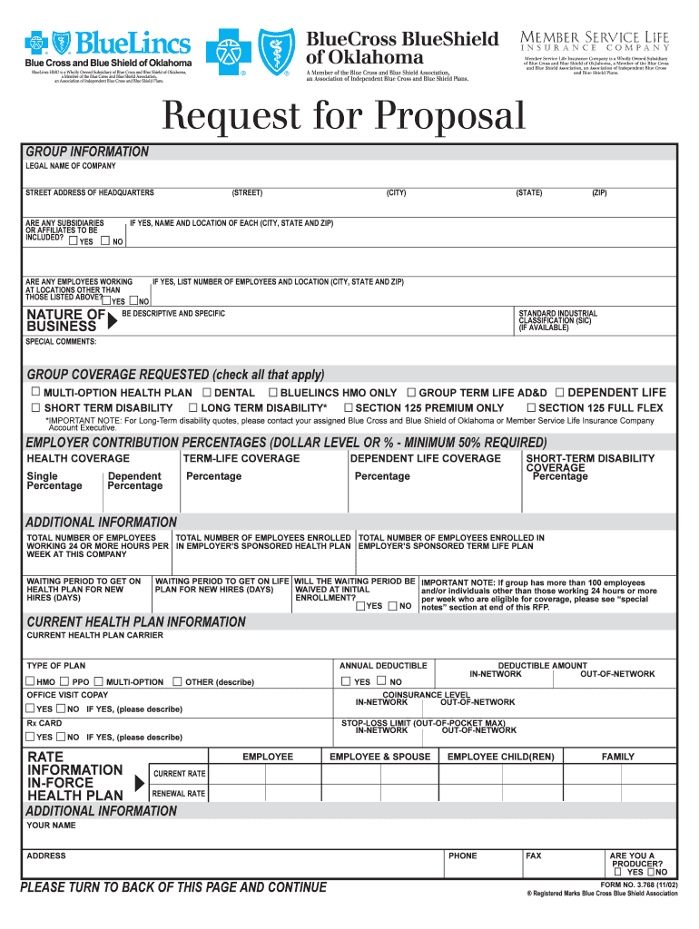 Fillable Online REQUEST FOR PROPOSAL - Ron Powell Insurance Fax Email Print - pdfFiller