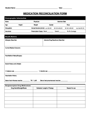 Fillable Online pskills pharm ku MEDICATION RECONCILIATION FORM ...