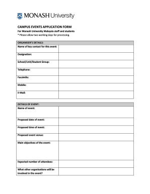 Fillable Online CAMPUS EVENTS APPLICATION FORM Fax Email Print - pdfFiller