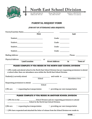 Fillable Online nesd PARENTAL REQUEST FORM - NESD - nesd Fax Email ...