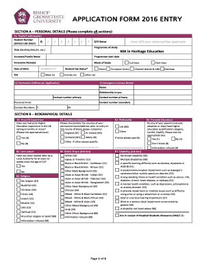 Fillable Online bishopg ac SECTION B BIOGRAPHICAL DETAILS Fax Email ...