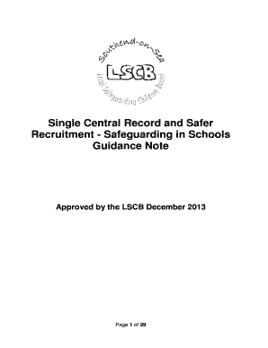 Fillable Online southendlearningnetwork co Single Central Record and ...