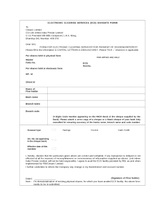 Fillable Online ELECTRONIC CLEARING SERVICES ECS MANDATE FORM - Omaxe ...