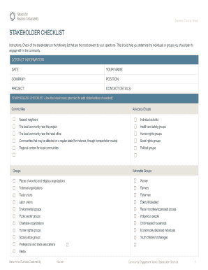 Fillable Online nbs Stakeholder CheCkliSt - nbsnet Fax Email Print ...