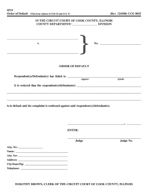 Fillable Online 4219 Order of Default This form replaces CCCH-22 and ...