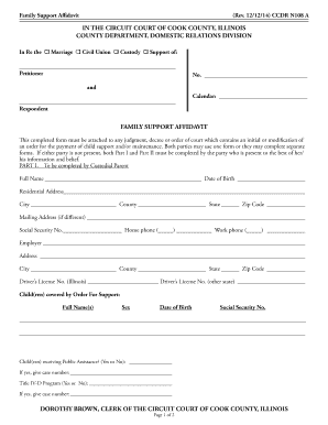 Fillable Online Family Support Affidavit Fax Email Print - pdfFiller