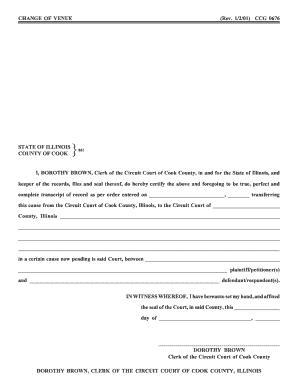 Fillable Online I, DOROTHY BROWN, Clerk of the Circuit Court of Cook County, in and for the ...