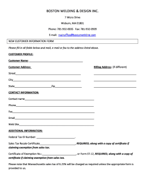 Fillable Online NEW-CUSTOMER-Information-Formpdf Fax Email Print - pdfFiller