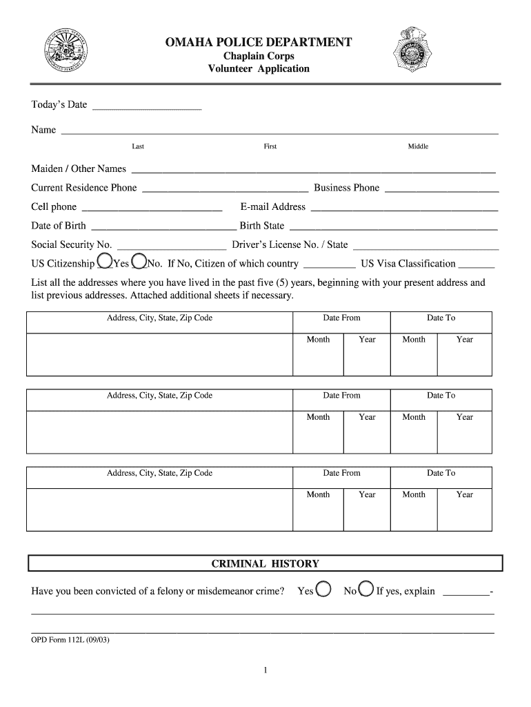 Fillable Online opd ci omaha ne Chaplain Application Packet - Omaha ...