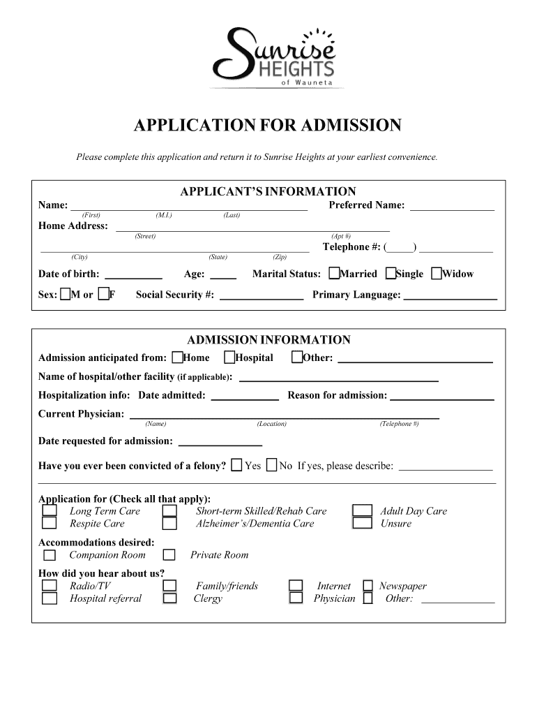 Fillable Online SHoW Application for Admissiondocx Fax Email Print ...