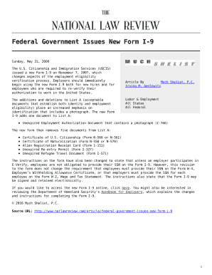 Fillable Online Federal Government Issues New Form I-9 Fax Email Print ...